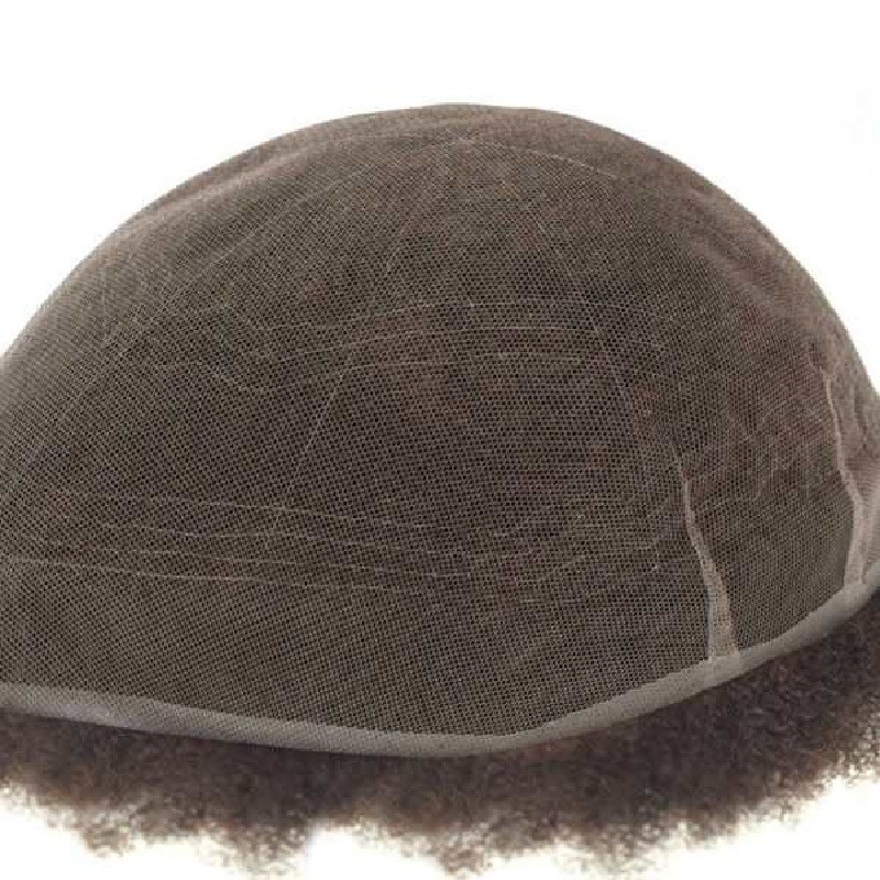 Men's Afro Curl Hair System – Off Black, Full French Lace Base