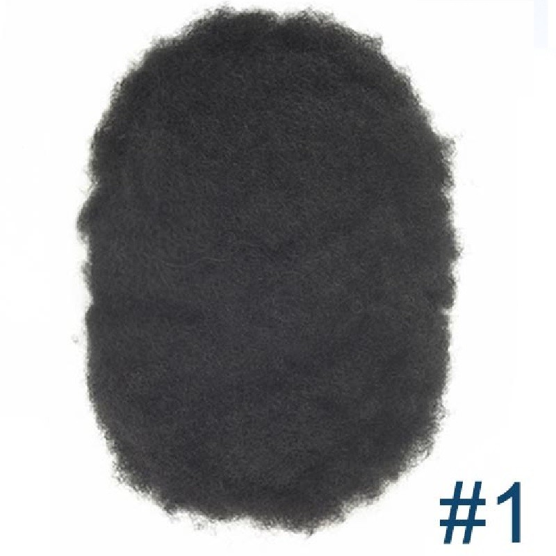Men's Afro Curl Hair System – Jet Black, Full French Lace Base