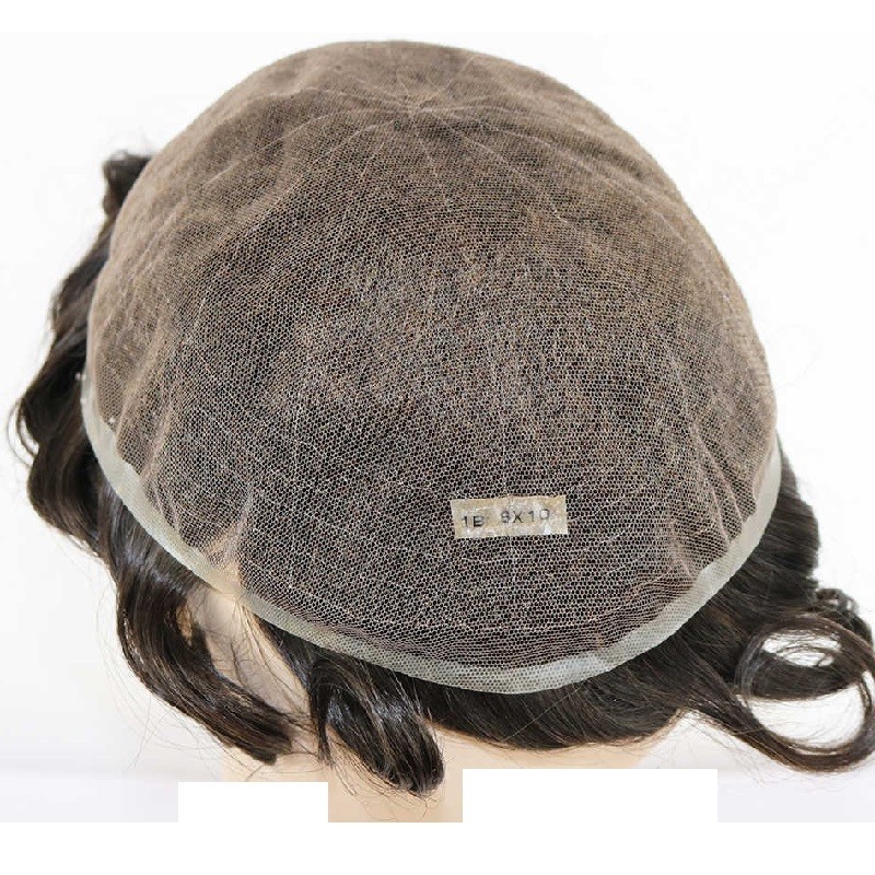 Men’s hair System – Off Black with 50% Grey Hair, Full Swiss Lace Base