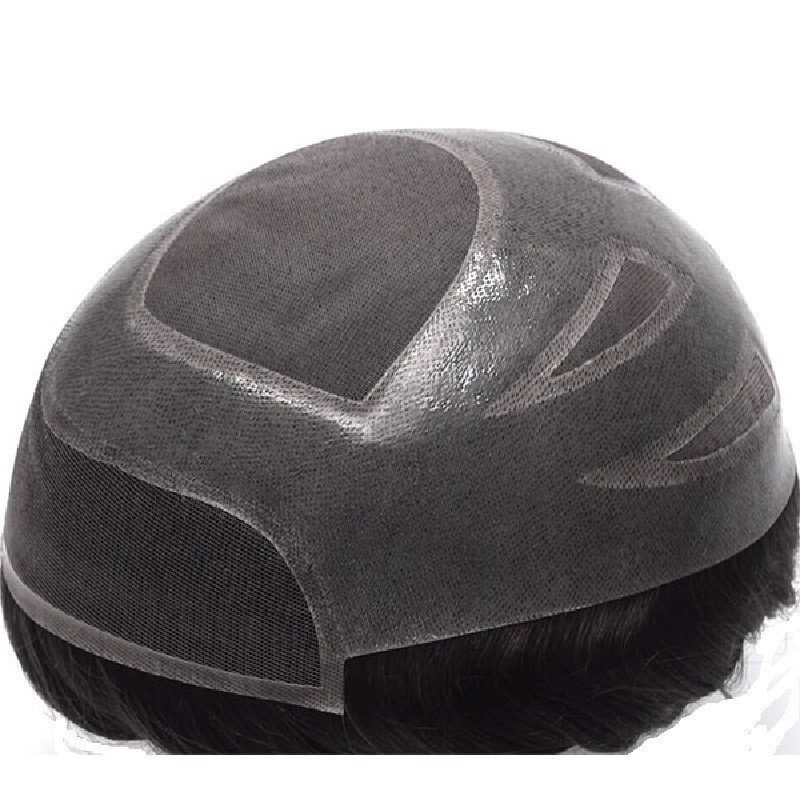 Men’s Hair System – Black, Mono Base Skin Perimeter French Lace Front