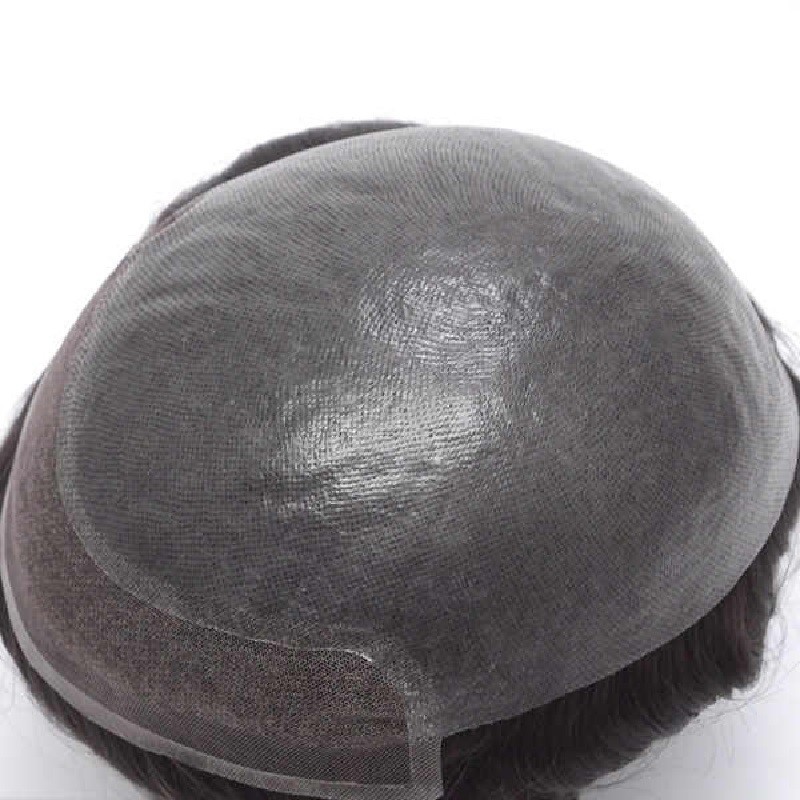 Men's Hair System-Off Black, Super-Thin 0.08mm Skin Base & French Lace