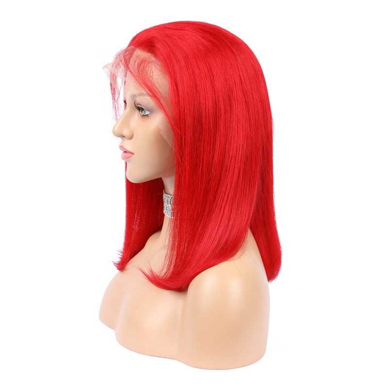 Lace Front Wig – Medium Length, Vibrant Red, 100% Remy Indian Hair