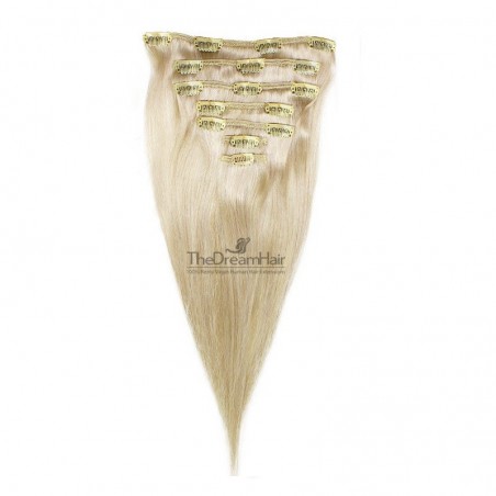 7-Piece Single Weft Clip-In Hair Extensions – Lightest Blonde